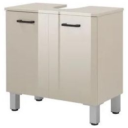 Waschbeckenunterschrank Welltime "Florenz,Breite 60cm, 2 Tür, 2 Fächer, mit Siphonausschnitt, MDF-Front", beige (kaschmir), B:59cm H:60cm T:30cm, MDF, Schränke, in verschiedenen Farben erhältlich, Badmöbel, Badschrank, Kommode, Bad