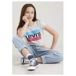 Levi's T-Shirt LEVI'S KIDS, Mädchen, Gr. 14/158, grau (grau, meliert), Jersey, Obermaterial: 60% Baumwolle, 40% Polyester, bedruckt, Basic schmal hüftlang, Rundhals, abgesteppte Kante, Shirts, for GIRLS