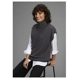 Pullunder Laura Scott, Damen, Gr. 36/38, anthrazit mélange, Strick, Obermaterial: 50% Viskose, 28% Polyester, 22% Polyamid, unifarben, Basic, weit hüftbedeckend, hoch geschlossener Ausschnitt, ohne Ärmel Rippbündchen, Pullover, in lässiger Form mit Rollkragen - NEUE KOLLEKTION