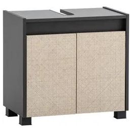 Waschbeckenunterschrank Schildmeyer "Sander, Breite 56,9 cm, in Canasta Optik", anthrazit, canasta, B:56,9cm H:54,6cm T:33cm, FSC-zertifizierter Holzwerkstoff, Schränke, Made in Germany