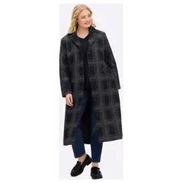 Wintermantel sheego, Damen, Gr. 54, schwarz, graphit, gemustert, 100% Polyester, kariert, Mäntel