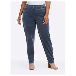 Chinohose sheego, Damen, Gr. 42, Normalgrößen, blau (rauchblau), 98% Baumwolle, 2% Elasthan, unifarben, Hosen