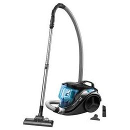 Rowenta Bodenstaubsauger "Compact Power Cyclonic, beutellos, hohe Saugleistung auf Hartböden", schwarz (schwarz, blau), B:29cm H:33,5cm T:49cm, Staubsauger, leise, kompaktes Format, leichte Entleerung, hohe Filtrierung