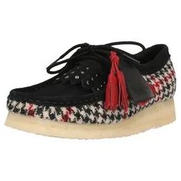 Mokassin Clarks "Wallabee", Damen, Gr. 40, schwarz, rot, Kunstfaser, Schuhe, aus hochwertigem Harris Tweed