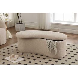Riess Ambiente Extravagante Polsterbank ELEMENTAL 120cm champagner beige Feinstrick Bouclé mit Stauraum Riess-Ambiente Boheme Modern Natur