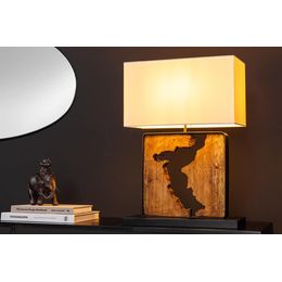 Riess Ambiente Handgefertigte Tischlampe DESIGNED BY NATURE 60cm natur schwarz Regenbaumholz Riess-Ambiente