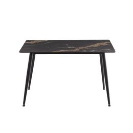 Riess Ambiente Moderner Esstisch MILANO 120cm schwarz gold sand Aurora Oro Keramik Metallgestell Riess-Ambiente Esszimmertisch Küchentisch rechteckig 4 Personen
