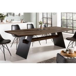 Riess Ambiente Design Esstisch GRAND OAK 240cm smoke Eiche Massivholz Riess-Ambiente Konferenztisch Esszimmertisch Küchentisch rechteckig 2 Personen Industrie &...