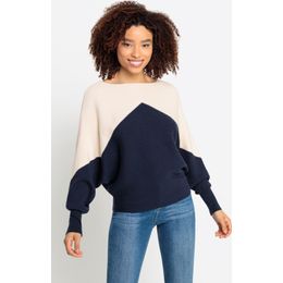 Lascana Damen Strickpullover creme-marine Gr&ouml;&szlig;e 32/34