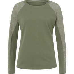 Heine Damen Langarmshirt mit Spitzenärmeln khaki Größe 40