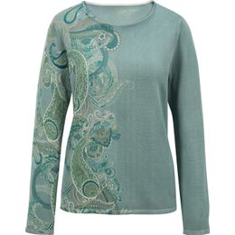 CREATION L PREMIUM Damen Wollpullover in softer Freinstrick-Qualit&auml;t salbei-sesam-bedruckt Gr&ouml;&szlig;e 46