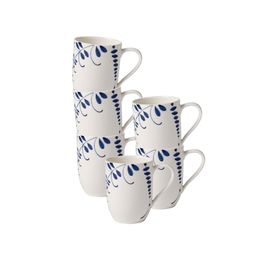 Villeroy & Boch Villeroy & Boch 6er Set Becher mit Henkel Vieux Luxembourg Brindille 370 ml in weiß-blau | Gr.: onesize