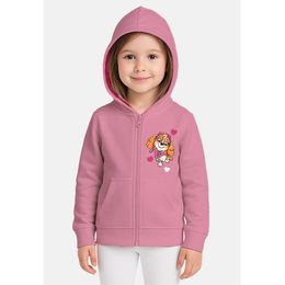 PAW PATROL Sweatjacke Kapuzenpullover mit Reißverschluss Hoodie in rosa | Gr.: 122/128
