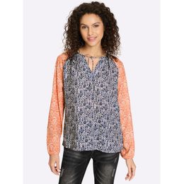 Heine Druck-Bluse in orange-taubenblau-bedruckt | Gr.: 44
