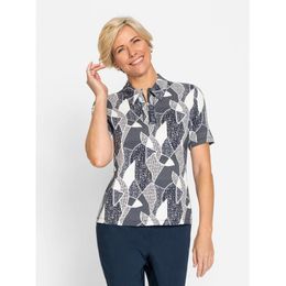 WITT WEIDEN Poloshirt in marine-ecru-bedruckt | Gr.: 40