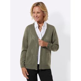 WITT WEIDEN Ajourstrickjacke in khaki | Gr.: 40