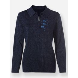 WITT WEIDEN Polopullover in marine-meliert | Gr.: 38
