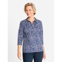 WITT WEIDEN Poloshirt in marine-hortensie-bedruckt | Gr.: 40