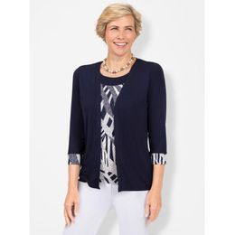 WITT WEIDEN 2-in-1-Shirt in marine-ecru-bedruckt | Gr.: 38