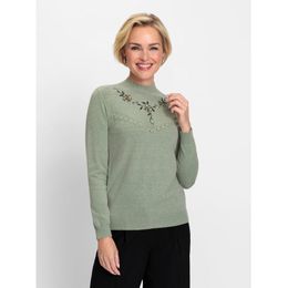 WITT WEIDEN Stehkragenpullover in eucalyptus-meliert | Gr.: 40