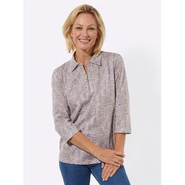 WITT WEIDEN Poloshirt in taupe-weiß-bedruckt | Gr.: 38