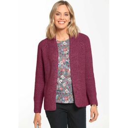 GOLDNER Elegante Grobstrickjacke, Zopfmuster in winterrot / melange | Gr.: 40
