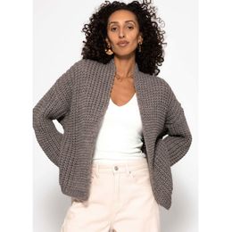 SASSYCLASSY Offener Grobstrick-Cardigan in Taupe | Gr.: L