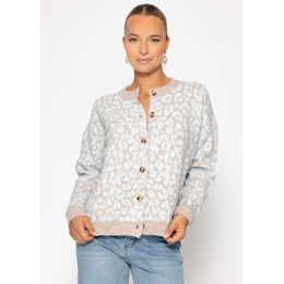 SASSYCLASSY Cardigan mit Leo-Muster in Hellblau | Gr.: L