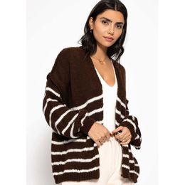SASSYCLASSY Offener Grobstrick-Cardigan in Pink | Gr.: M