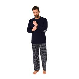 Normann Schlafanzug Pyjama lang Flanell Hose - 67427 in navy | Gr.: 58