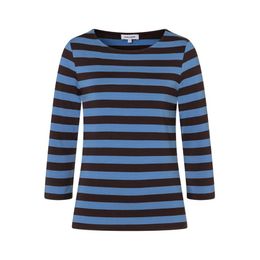 More & More More & More softes 3/4 Arm Streifenshirt in espresso brown winterblue regular stripes jersey | Gr.: 44
