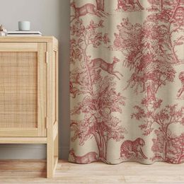 Bilderwelten Vorhang nach Maß blickdicht Verdunkelung Tiere Vintage beige - Kupferstichanmutung - Jaguar mit Reh auf Naturpapier - Retro Wohnzimmer Schlafzimmer