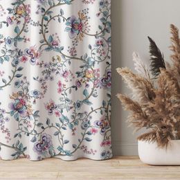 Vorhang Blumenranken in Pastell - blickdichte Gardine Botanik Tropical Illustration Landhausstil Muster Vintage Wohnzimmer Schlafzimmer Küche Bad