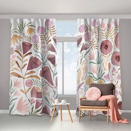 Vorhang Claudia Voglhuber - Blumenmeer - blickdichte Gardine Aquarell Blumen Floral Illustration Kinder Kinderzimmer Baby Babyzimmer Mädchen