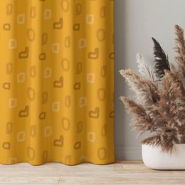 Vorhang Vintage Punkte - Warmes Gelb - blickdichte Gardine Muster Vintage Wohnzimmer Schlafzimmer Küche Bad Badezimmer Gelb