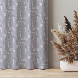 Vorhang Abstraktes Muster mit Palmblätter - Pastell graues Violett - blickdichte Gardine Muster Blumen Floral Wohnzimmer Schlafzimmer Küche Bad