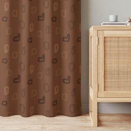 Vorhang Vintage Punkte - Rehbraun - blickdichte Gardine Muster Vintage Wohnzimmer Schlafzimmer Küche Bad Badezimmer Braun