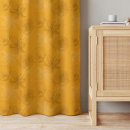 Vorhang Blüten Mix - Warmes Gelb - blickdichte Gardine Muster Blumen Floral Wohnzimmer Schlafzimmer Küche Bad Badezimmer Gelb