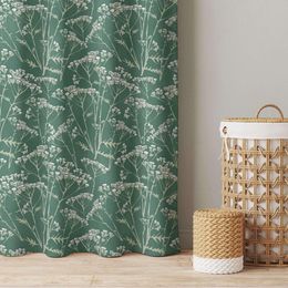 Vorhang Blumenwiesen Muster Grün - blickdichte Gardine Botanik Tropical Illustration Muster Wohnzimmer Schlafzimmer Küche Bad Badezimmer Grün