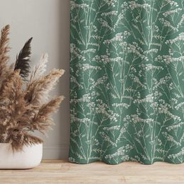 Bilderwelten Vorhang Blumenwiesen Muster Gr&uuml;n - blickdichte Gardine Botanik Tropical Illustration Muster Wohnzimmer Schlafzimmer K&uuml;che Bad Badezimmer Gr&uuml;n