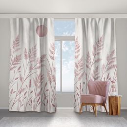 Bilderwelten Vorhang Gr&auml;ser und Mond in Kupfergold - blickdichte Gardine Botanik Tropical Kunstdruck Landhausstil Wohnzimmer Schlafzimmer K&uuml;che Bad Badezimmer Gold