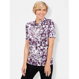 WITT WEIDEN Kurzarmshirt in violett-weiß-bedruckt | Gr.: 38