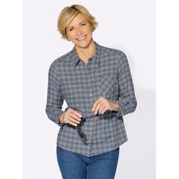 WITT WEIDEN Flanell-Bluse in taubenblau-kariert | Gr.: 40