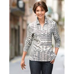WITT WEIDEN Langarmshirt in ecru-grau-bedruckt | Gr.: 38