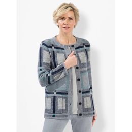 WITT WEIDEN Strickjacke in steingrau-ozean-gemustert | Gr.: 54