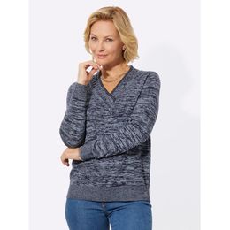 WITT WEIDEN V-Ausschnitt-Pullover in eisblau-marine-meliert | Gr.: 38