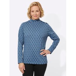 WITT WEIDEN Jacquard-Shirt in mittelblau-schwarz-gemustert | Gr.: 38