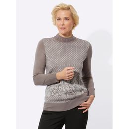 WITT WEIDEN Stehkragenpullover in taupe-ecru-gemustert | Gr.: 40