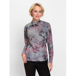 WITT WEIDEN Winter-Shirt in steingrau-altrosa-bedruckt | Gr.: 40