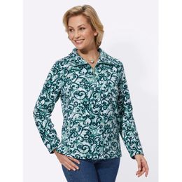 WITT WEIDEN Fleece-Shirt in salbei-petrol-bedruckt | Gr.: 50